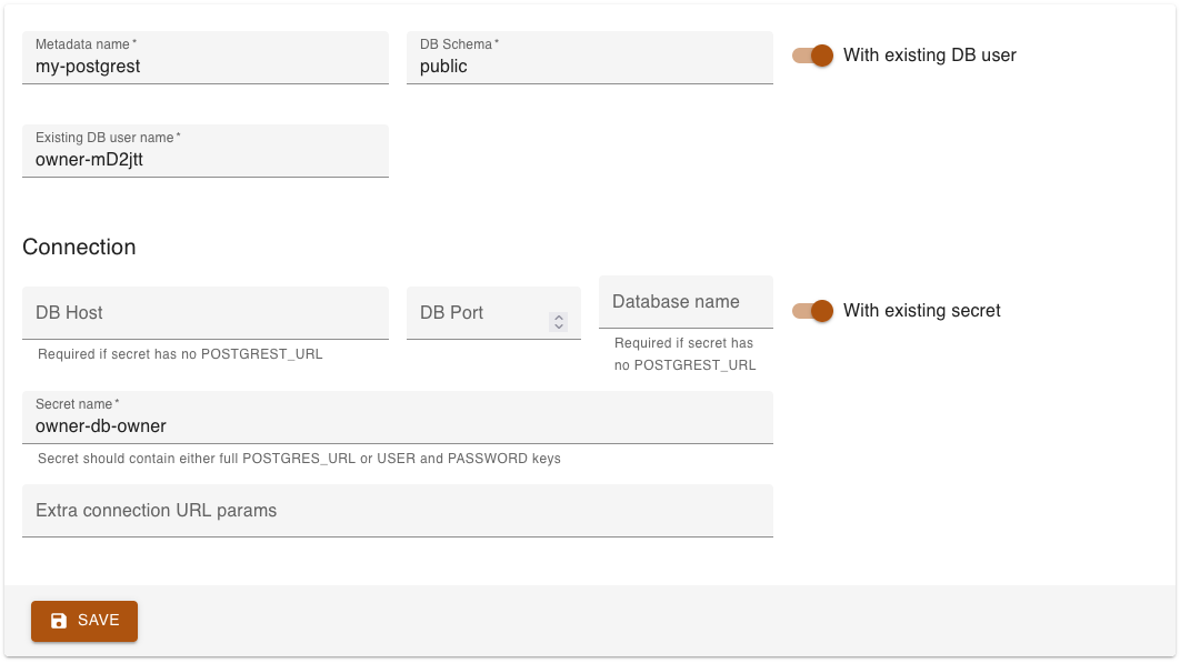 Create PostgREST service - Digital Hub